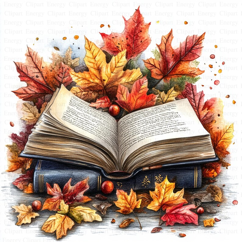 Autumn Book Clipart | 5 High Quality Jpg's | Digital Download | Cozy ...