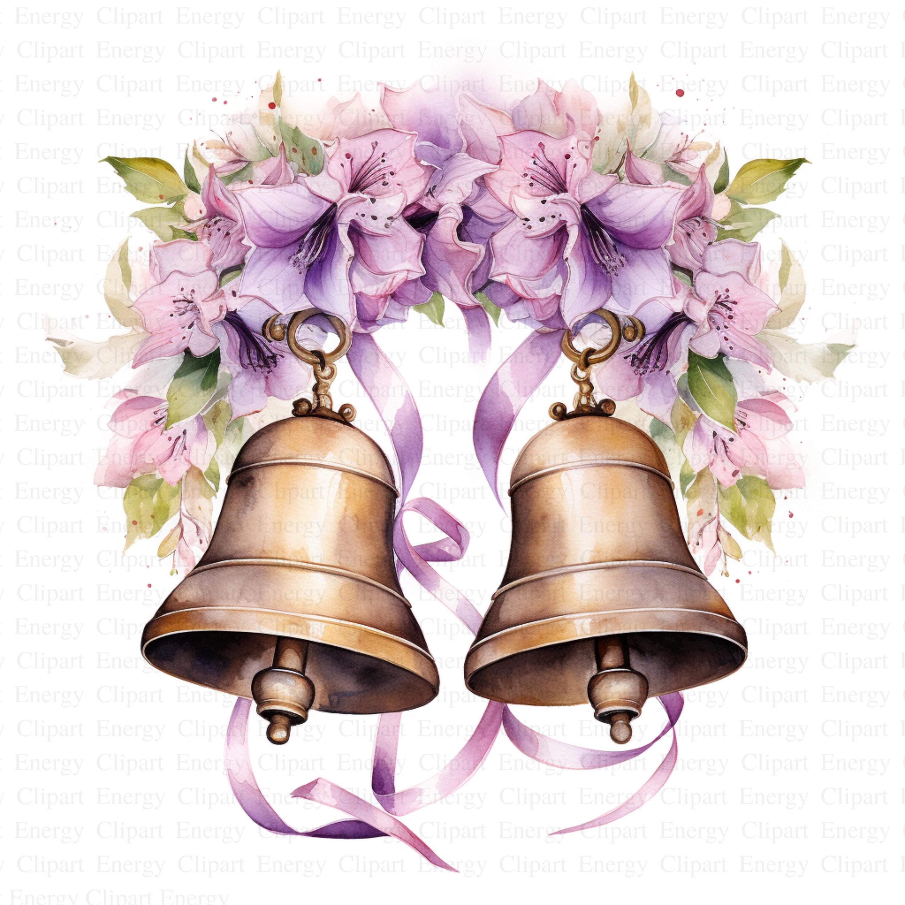 Watercolor Wedding Bell Clipart | 5 High Quality Jpg's | Digital ...