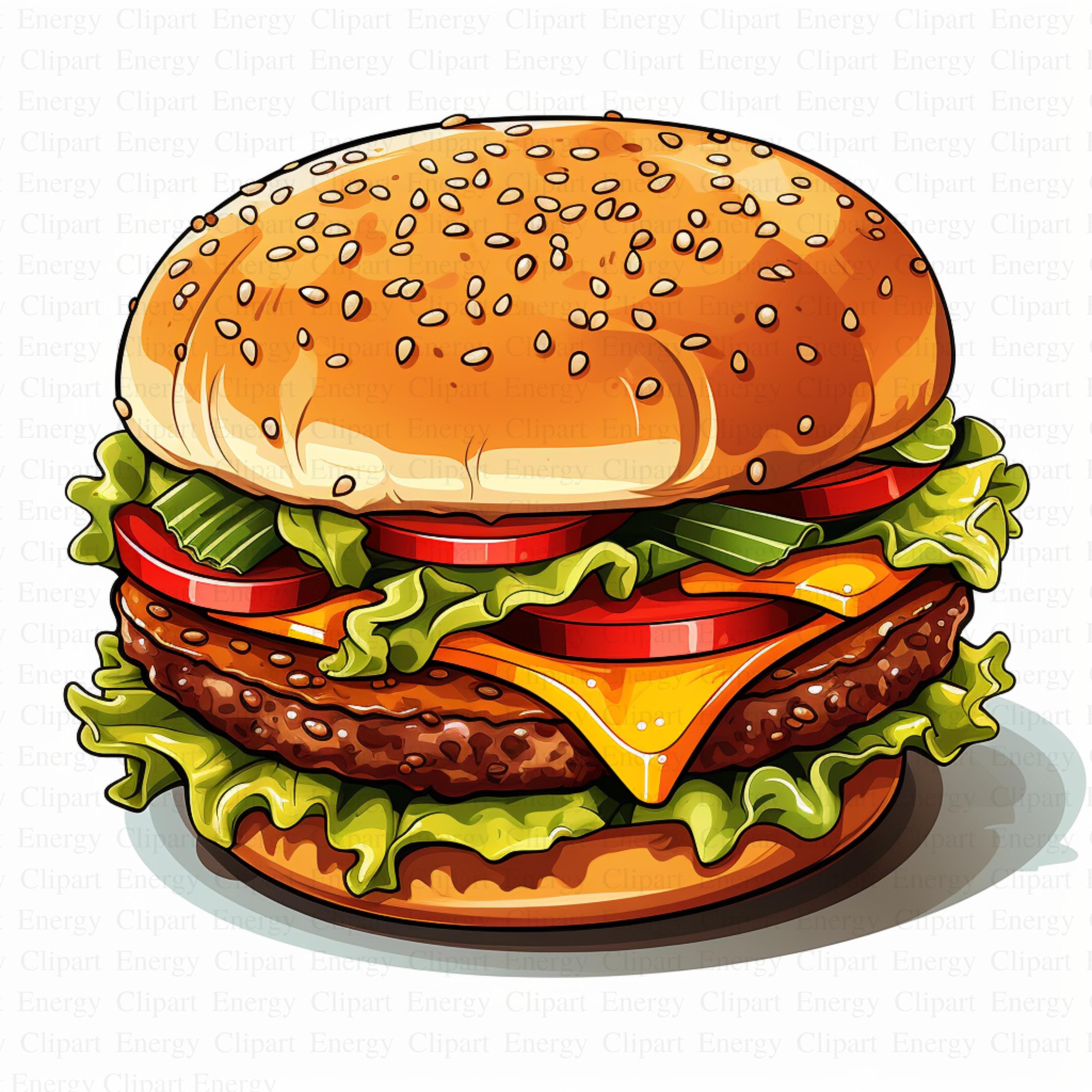 Cheeseburger Clipart | 5 High Quality Jpg's | Digital Download ...