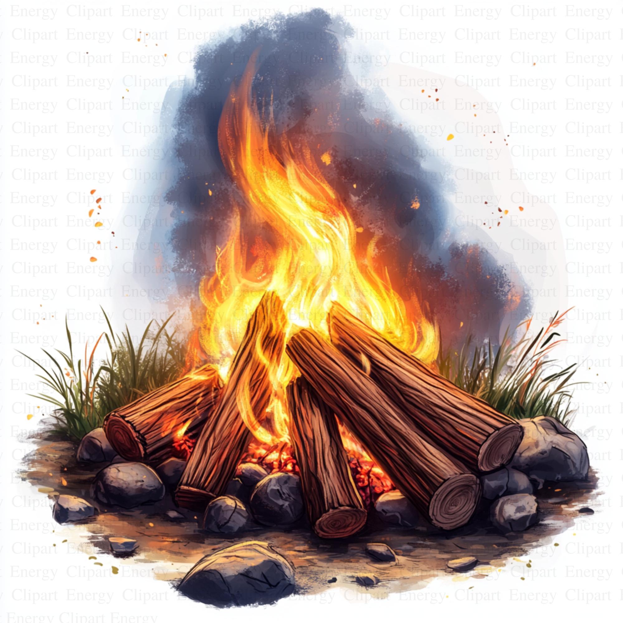 Bonfire Campfire Clipart | 5 High Quality Jpgs | Digital Download ...