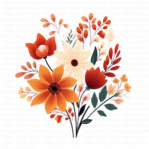 Autumn Flowers Clipart | 5 High Quality Jpg's | Digital Download ...