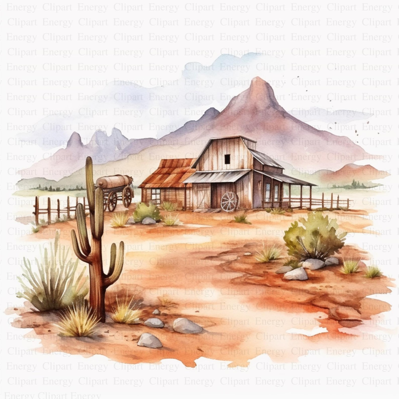 Old West Landscape Clipart | 5 High Quality Jpgs | Digital Download ...