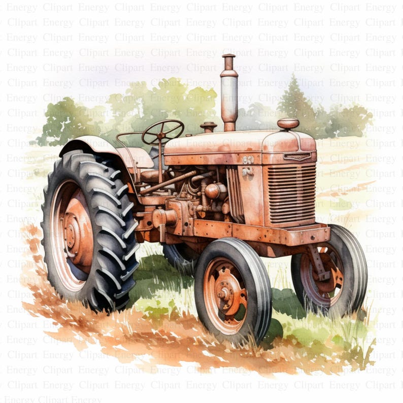 Old Tractor Clipart | 5 High Quality Jpgs | Digital Download | Digital ...