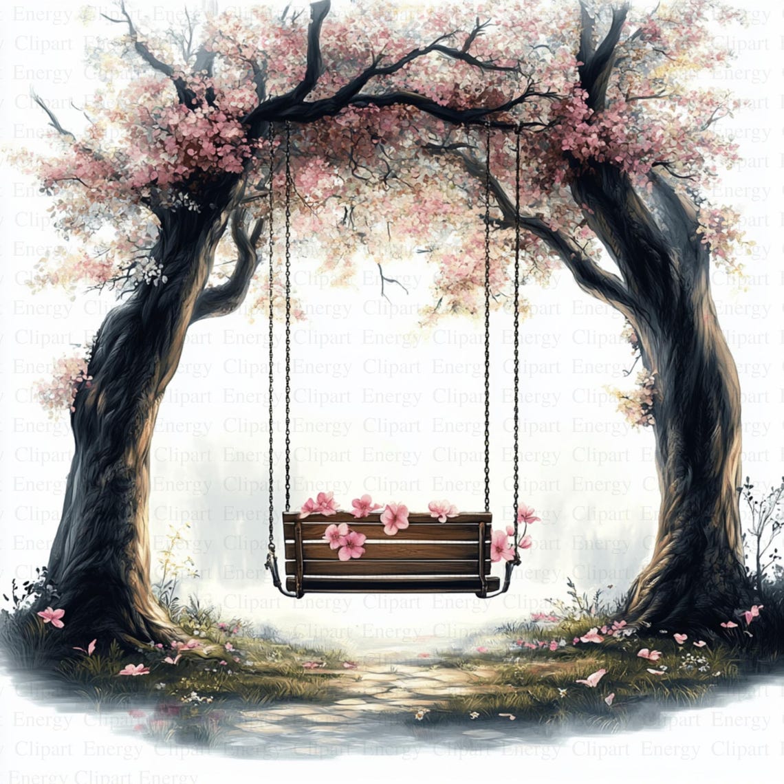 Swing in Tree Clipart | 5 High Quality Jpgs | Digital Download | Paper ...
