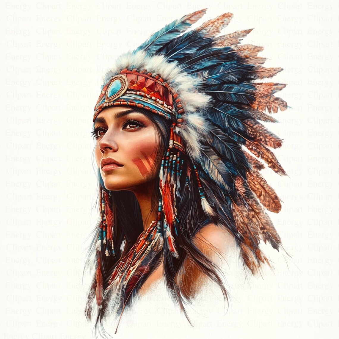 Native American Indian Woman Clipart | 5 High Quality Jpgs | Digital ...