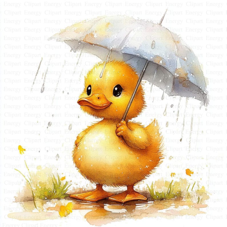 Duckling in Rain Clipart | 5 High Quality Jpgs | Digital Download ...