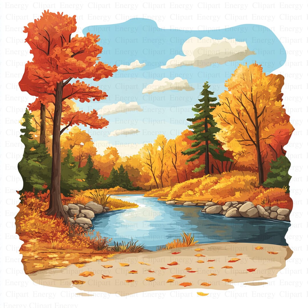 Fall Landscape Clipart | 5 High Quality Jpg's | Digital Download ...