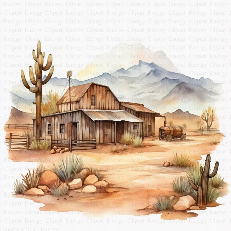 Old West Landscape Clipart | 5 High Quality Jpgs | Digital Download ...