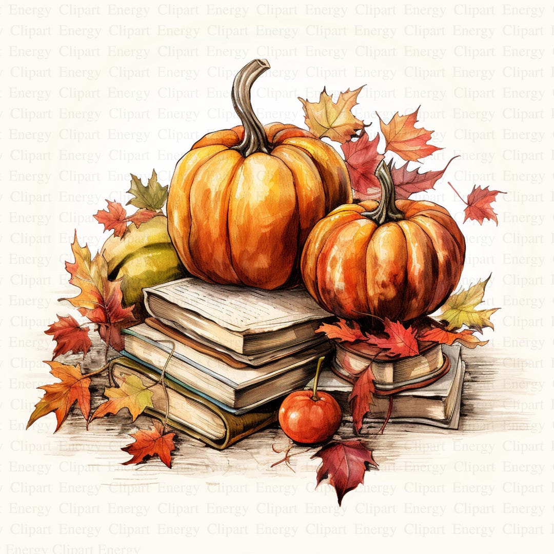Autumn Book Clipart | 5 High Quality Jpg's | Digital Download | Cozy ...