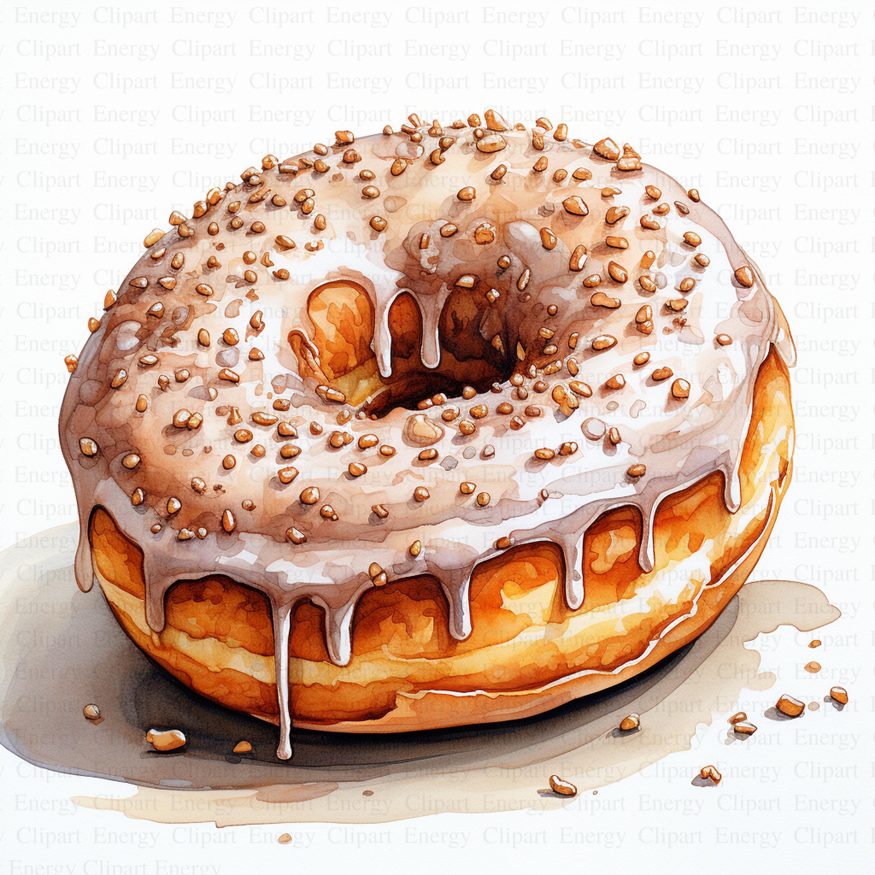 Watercolor Doughnut Clipart | 5 High Quality Jpg's | Digital Download ...
