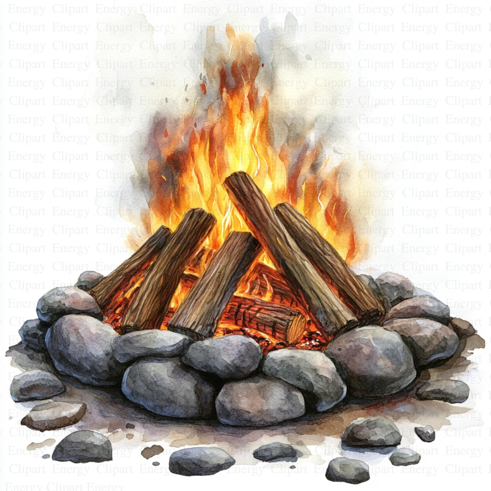 Bonfire Campfire Clipart | 5 High Quality Jpgs | Digital Download ...