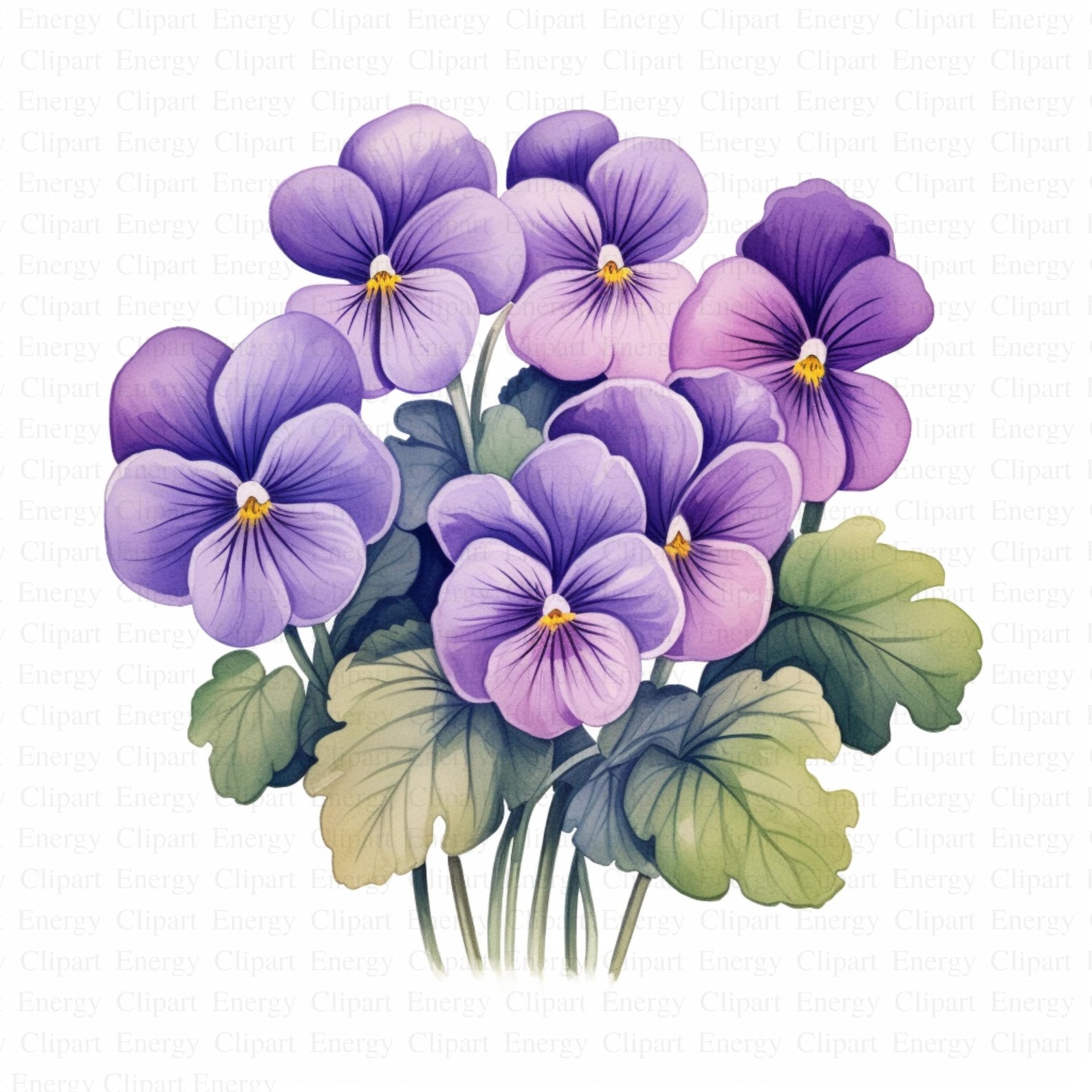 Violets Clipart | 5 High Quality Jpgs | Digital Download | Violet ...