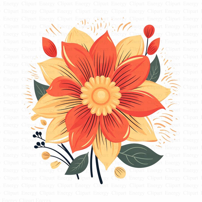 Autumn Flowers Clipart | 5 High Quality Jpg's | Digital Download ...