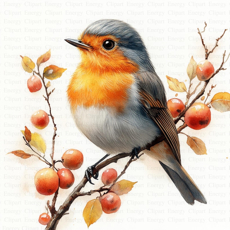 Valentine Robin Bird Clipart | 5 High Quality Jpgs | Digital Download ...