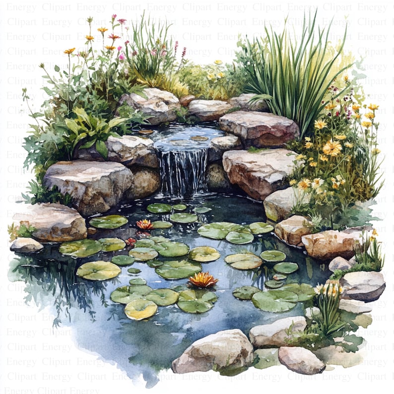 Backyard Pond Clipart Bundle | 5 High Quality Jpg's | Digital Download ...