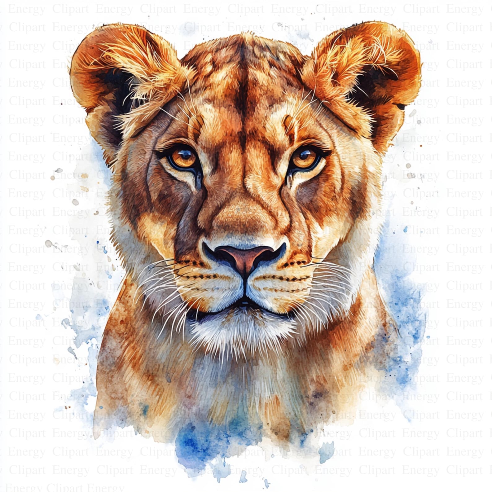Watercolor Proud Lioness Clipart 5 High Quality Jpgs Digital Download ...