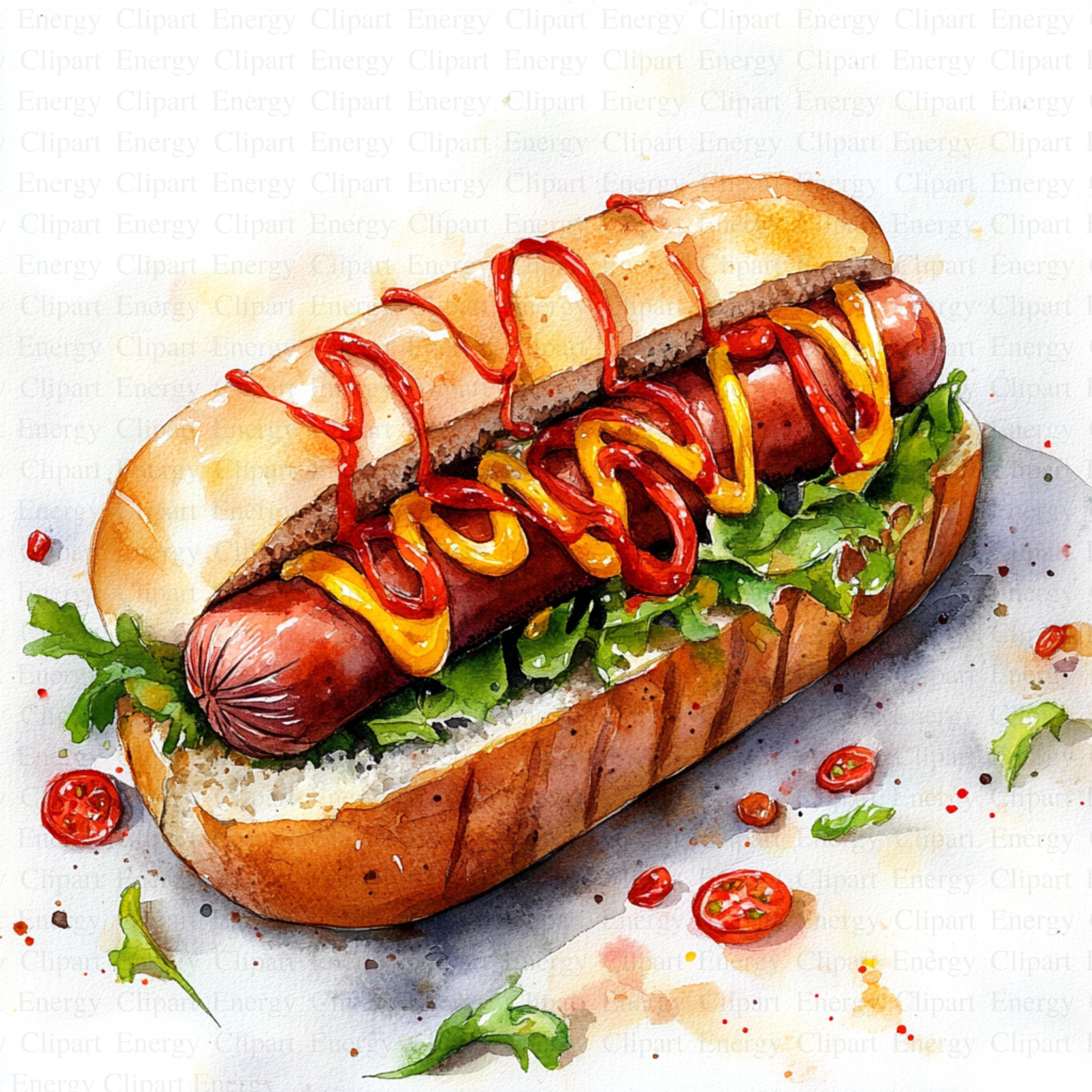Hot Dog Clipart | 5 High Quality Jpg's | Digital Download | Hot Dog ...