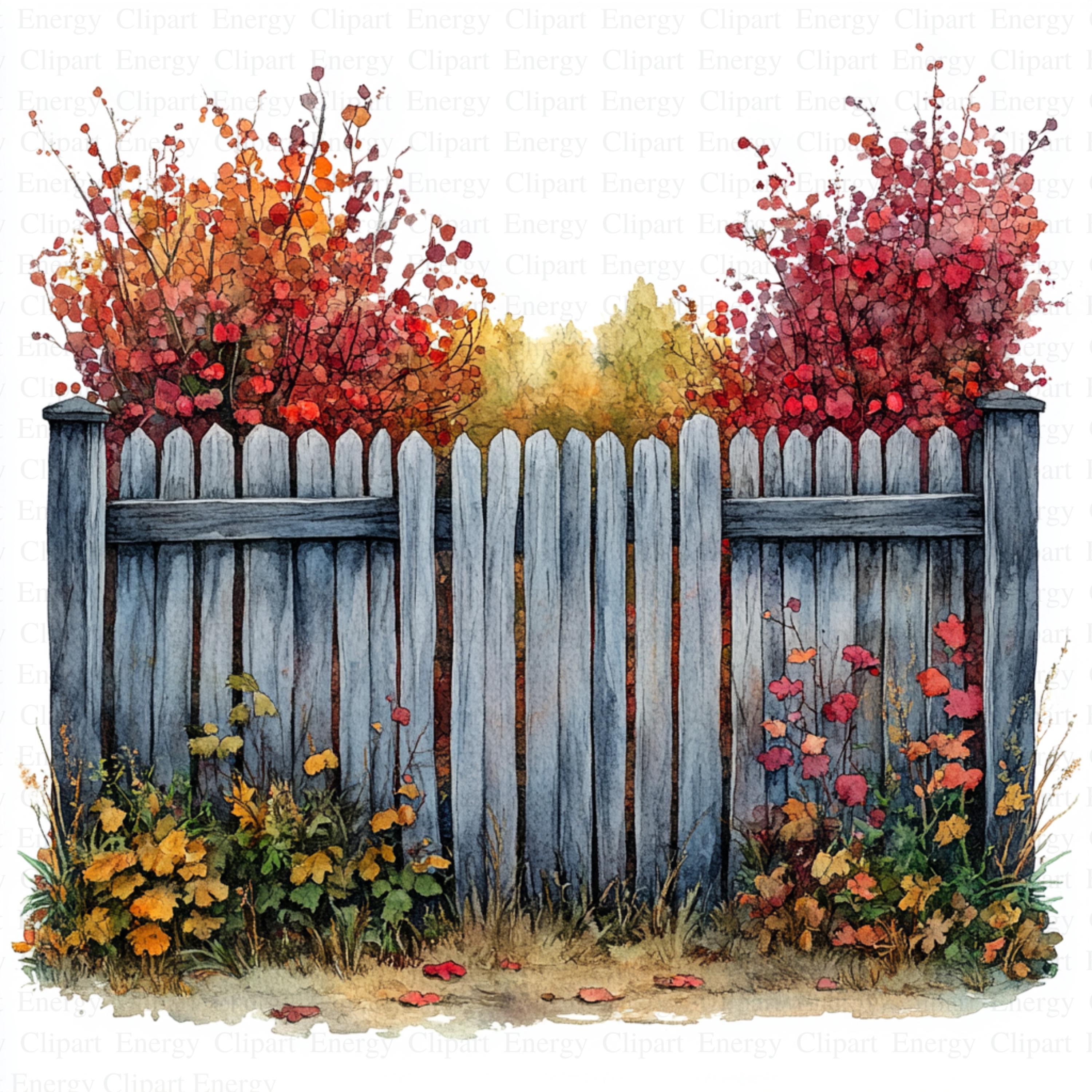 Autumn Fences Clipart | 5 High Quality Jpgs | Digital Download | Fall ...
