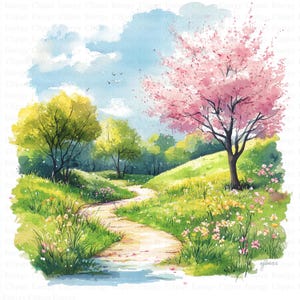 Spring Scenery Clipart 5 High Quality Jpg's Digital Download Landscape ...