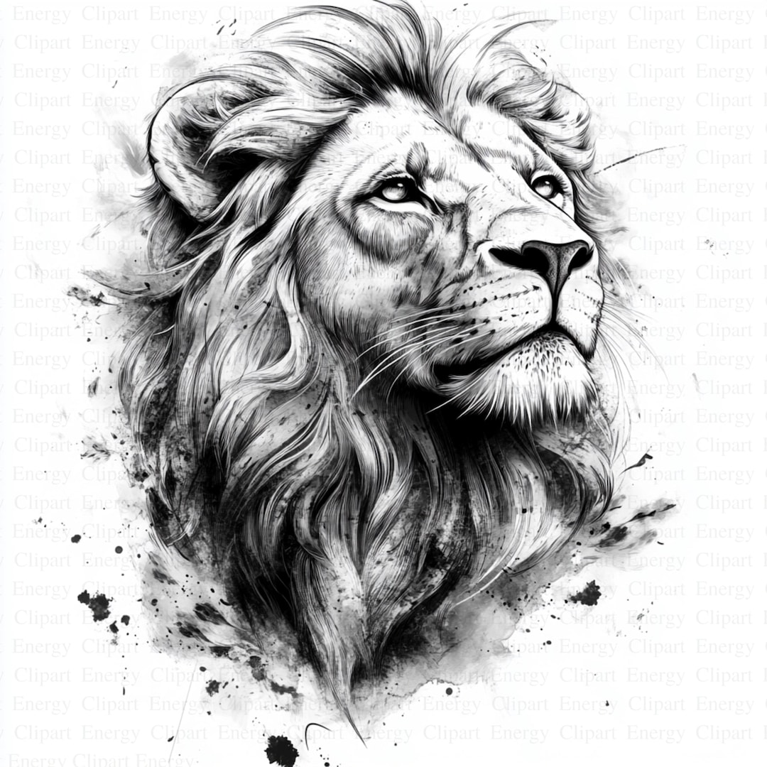 Lion Greyscale Clipart | 5 High Quality Jpg's | Digital Download | Wild ...