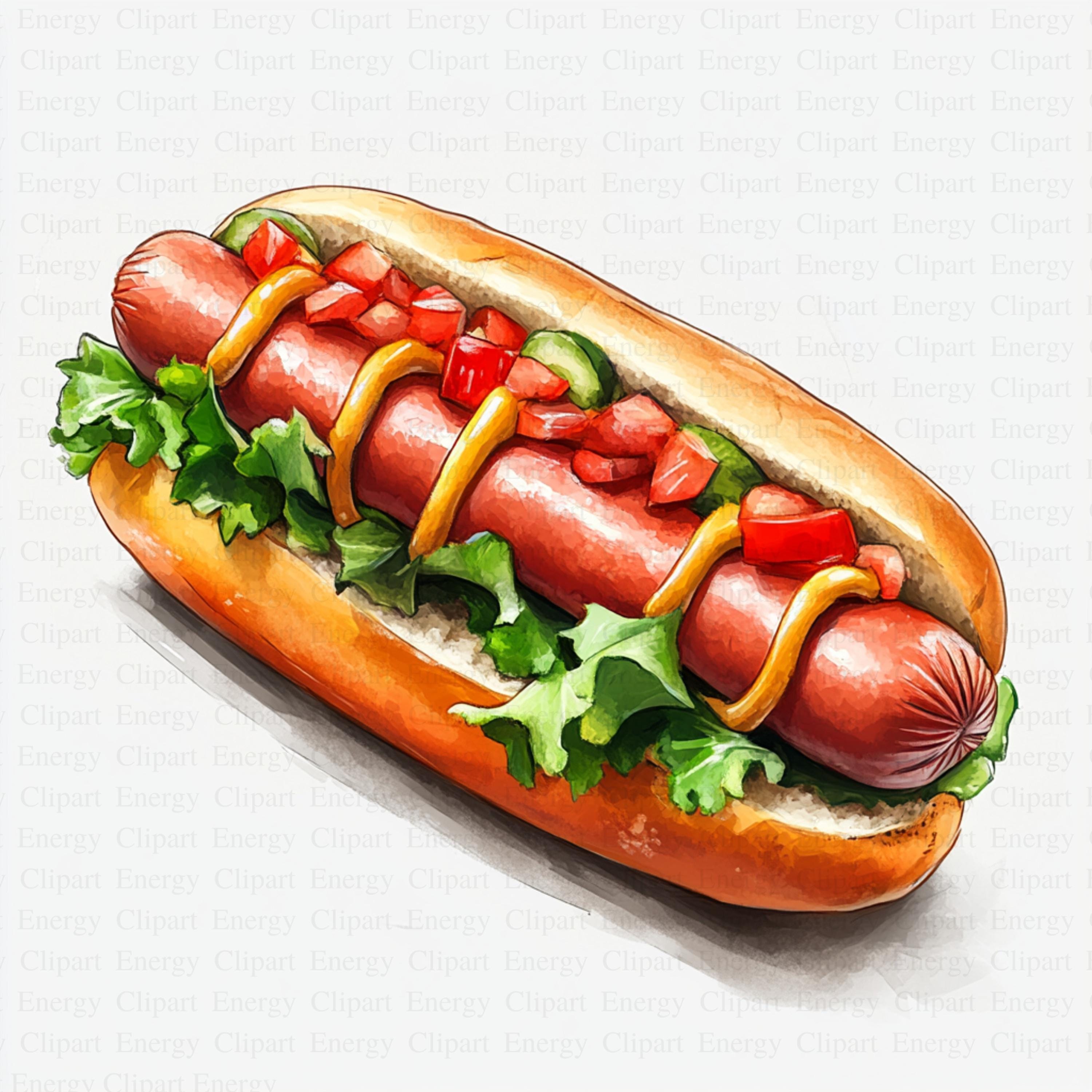 Hot Dog Clipart | 5 High Quality Jpg's | Digital Download | Hot Dog ...