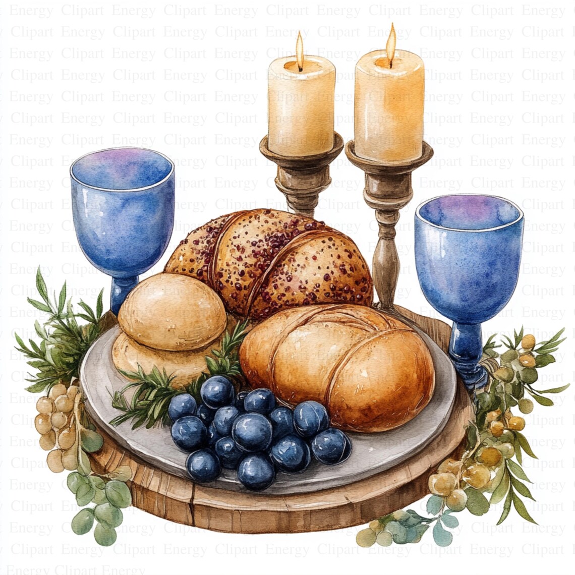 Watercolor Shabbat Clipart | 5 High Quality Jpg's | Digital Download ...