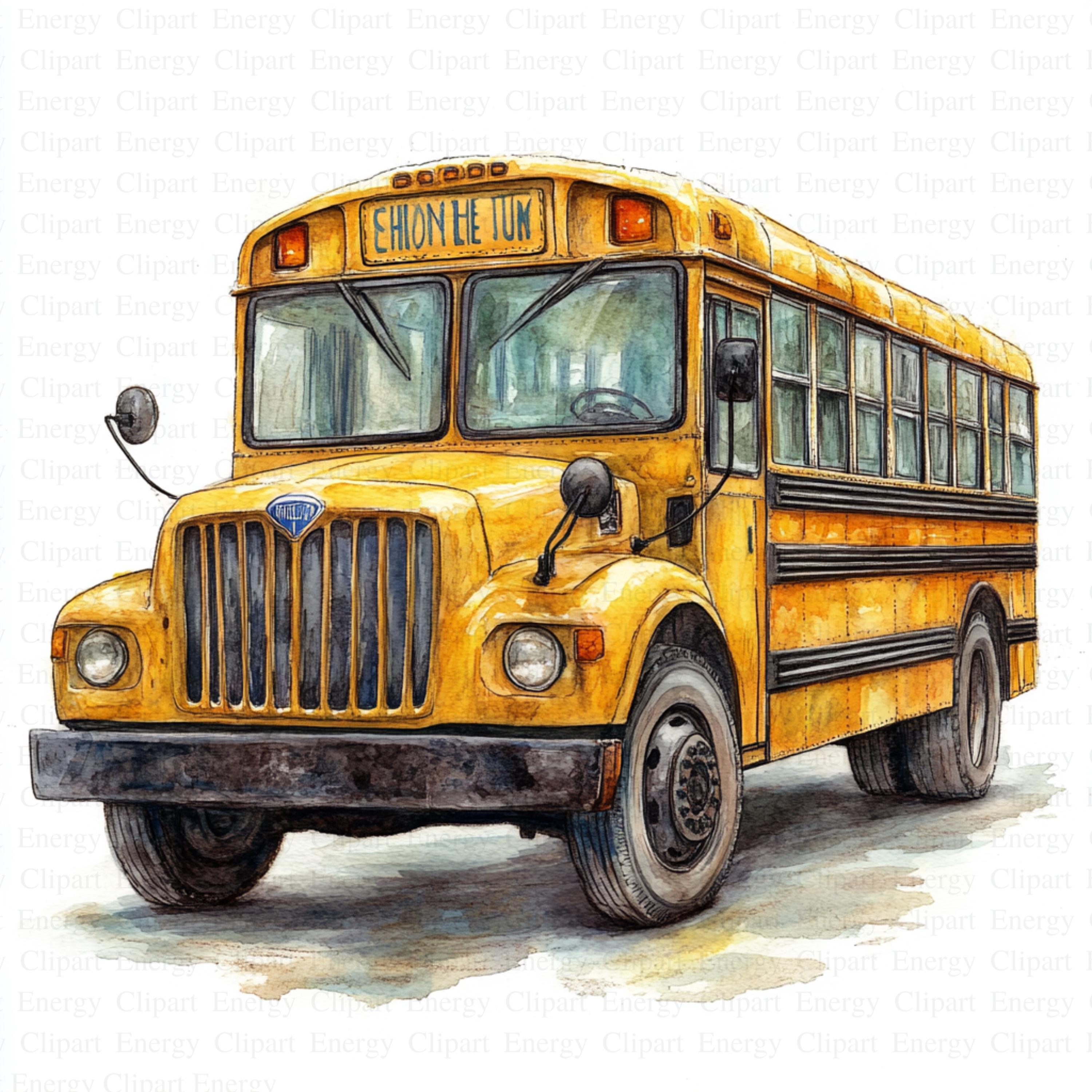 School Bus Clipart | 5 High Quality Jpg's | Digital Download | Yellow ...