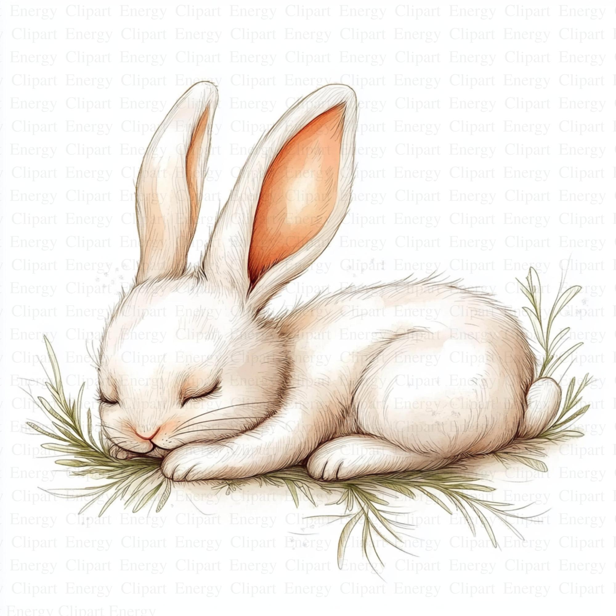 Sleeping Bunny Clipart | 5 High Quality Jpgs | Digital Download | Cute ...