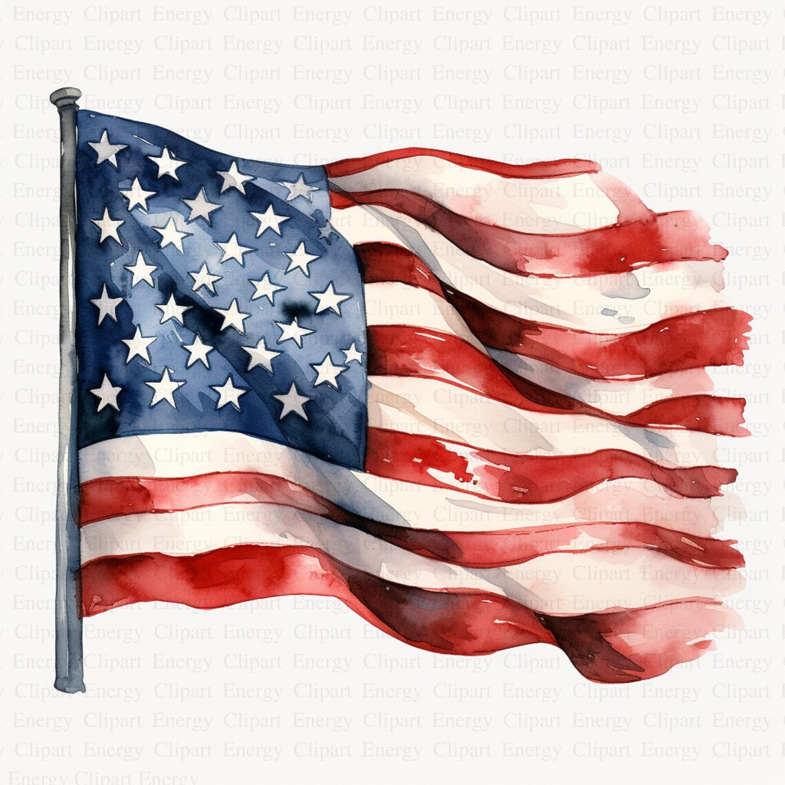 Watercolor American Flag Clipart | 5 High Quality Jpgs | Digital ...