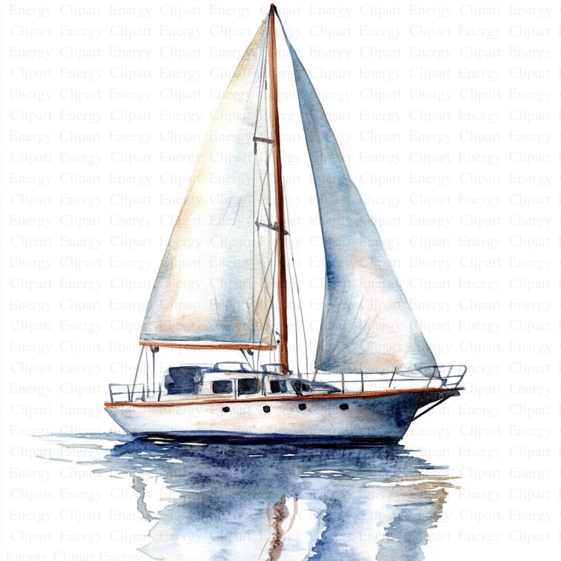 Watercolor Sailboat Clipart | 5 High Quality Jpg's | Digital Download ...