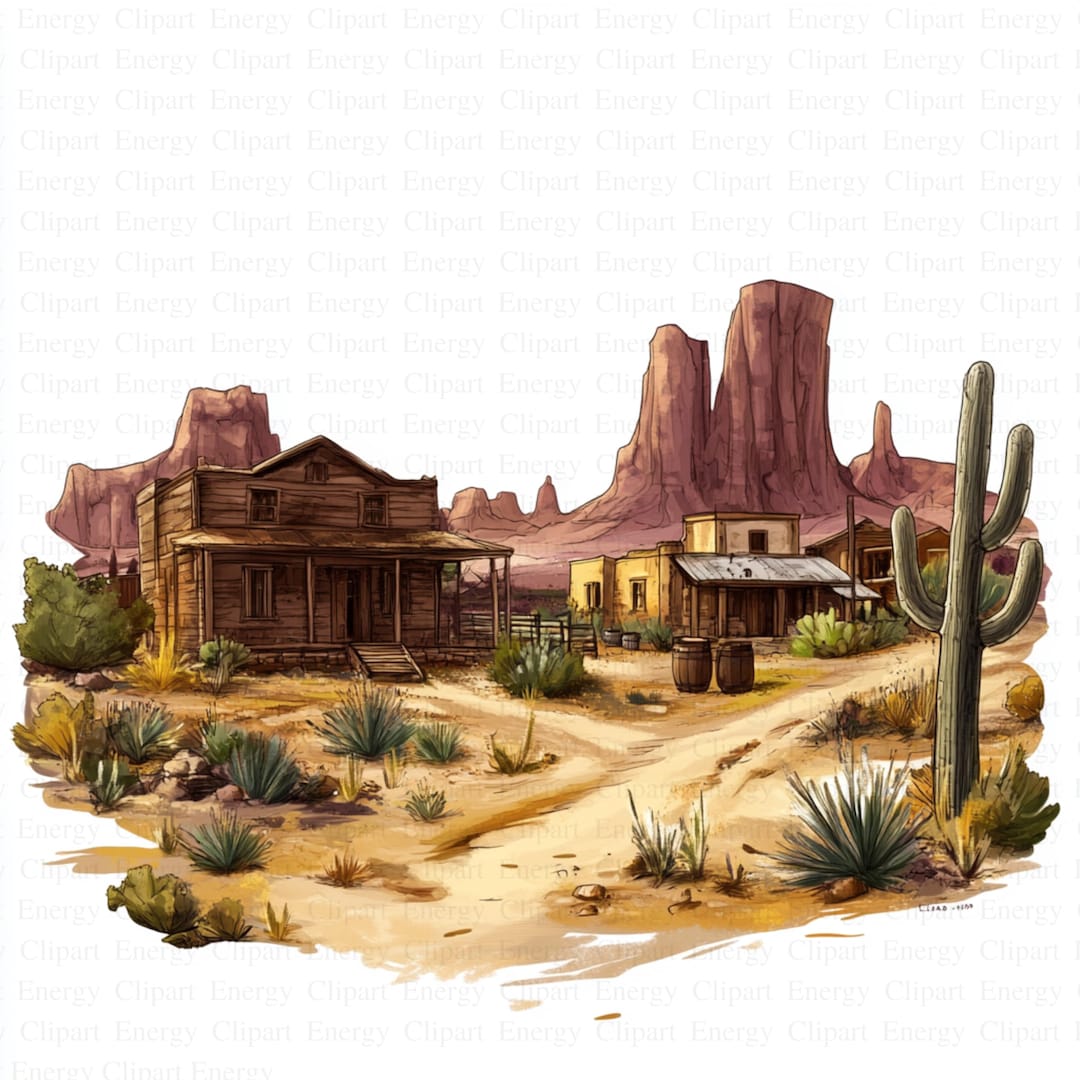 Old West Landscape Clipart | 5 High Quality Jpg's | Digital Download ...