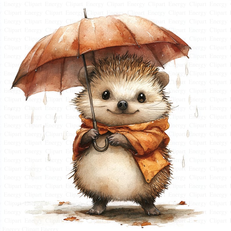 Hedgehog Rainy Clipart | 5 High Quality Jpgs | Digital Download | Art ...