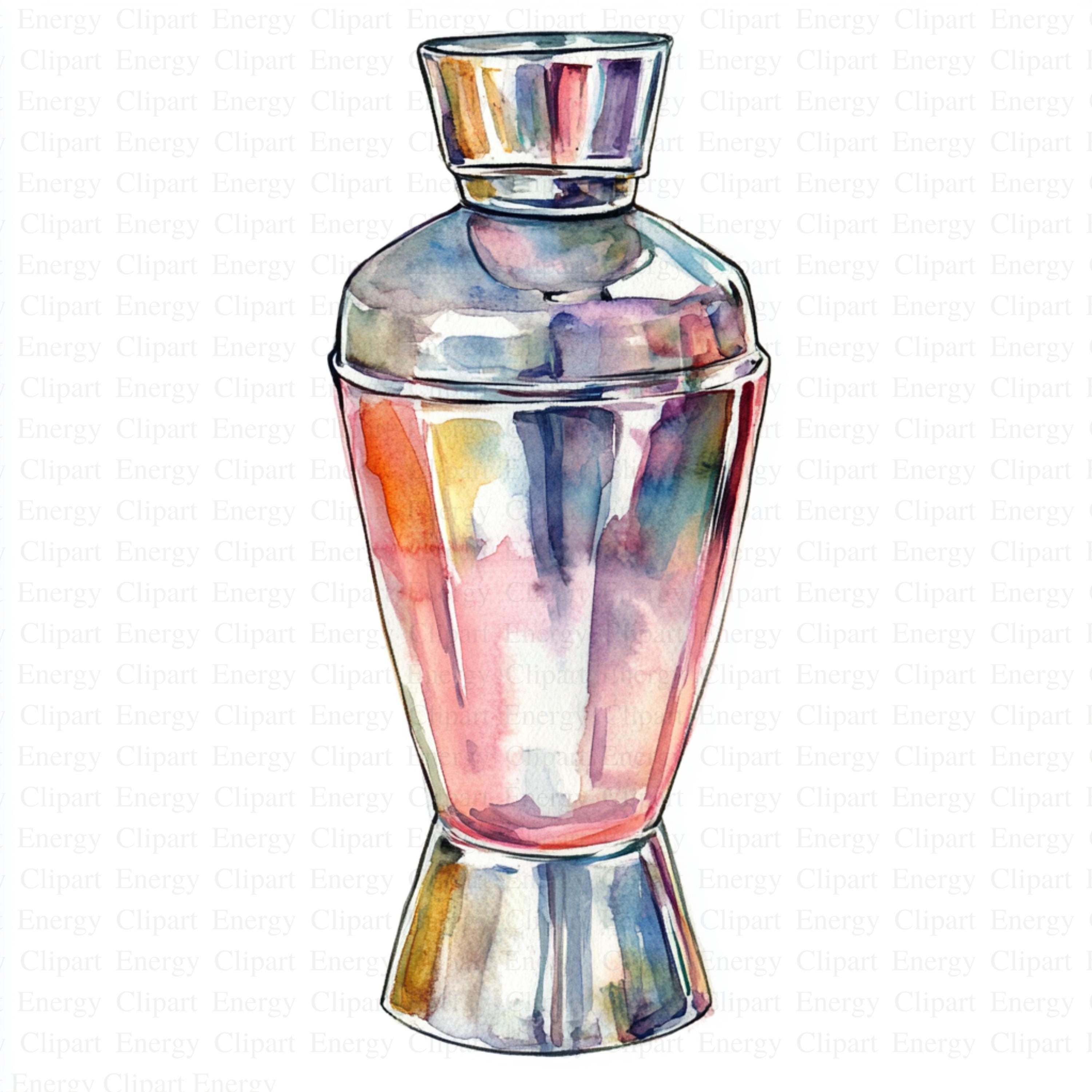 Watercolor Cocktail Shaker Clipart | 5 High Quality Jpg's | Digital ...