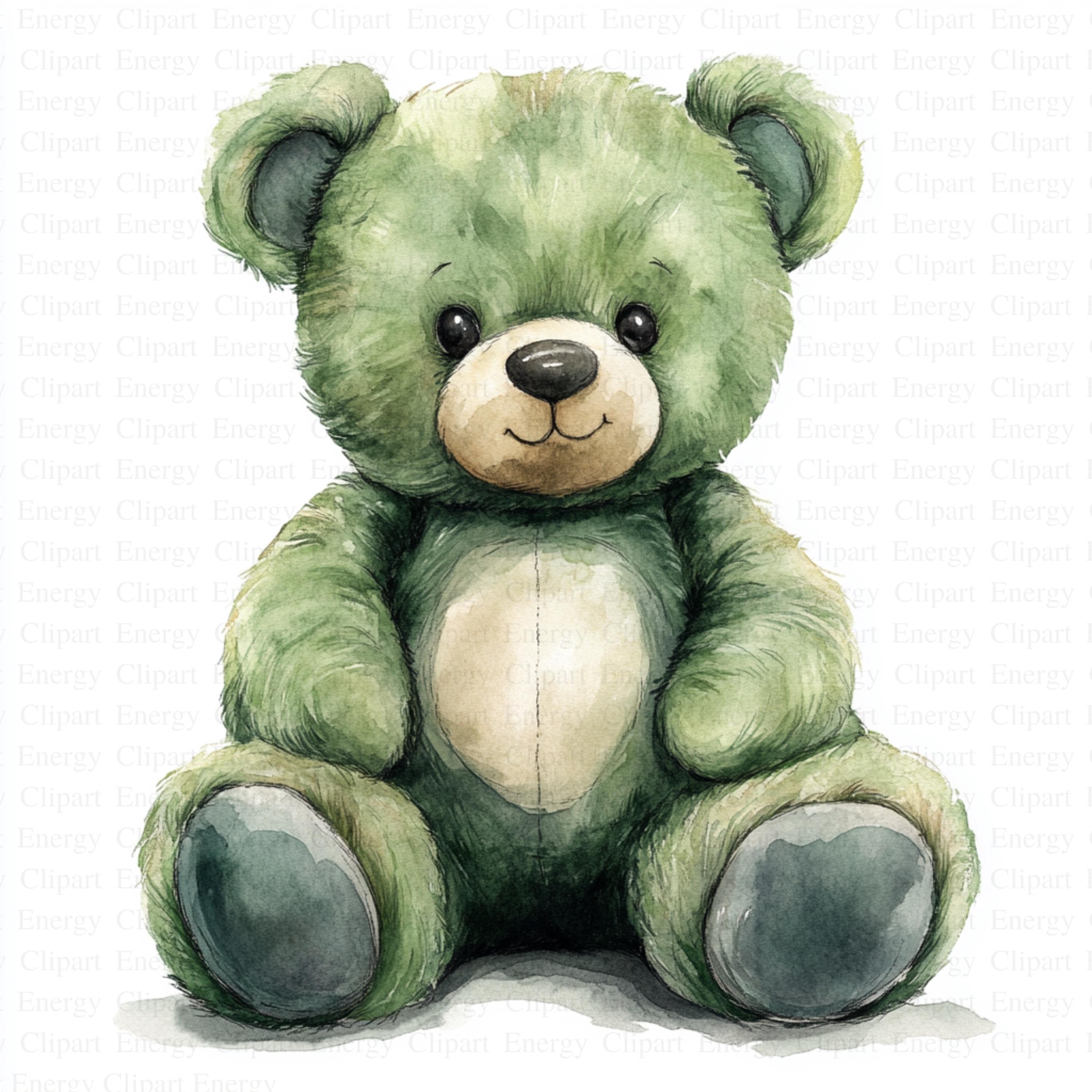 Green Teddy Bear Clipart | 5 High Quality Jpg's | Digital Download ...