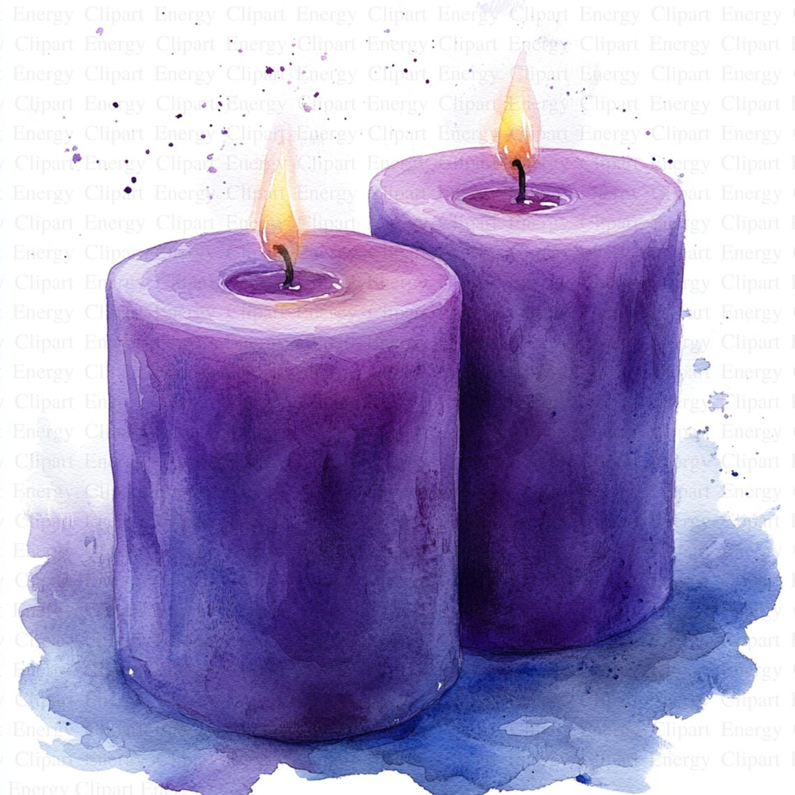 Watercolor Purple Candles Clipart | 5 High Quality Jpg's | Digital ...