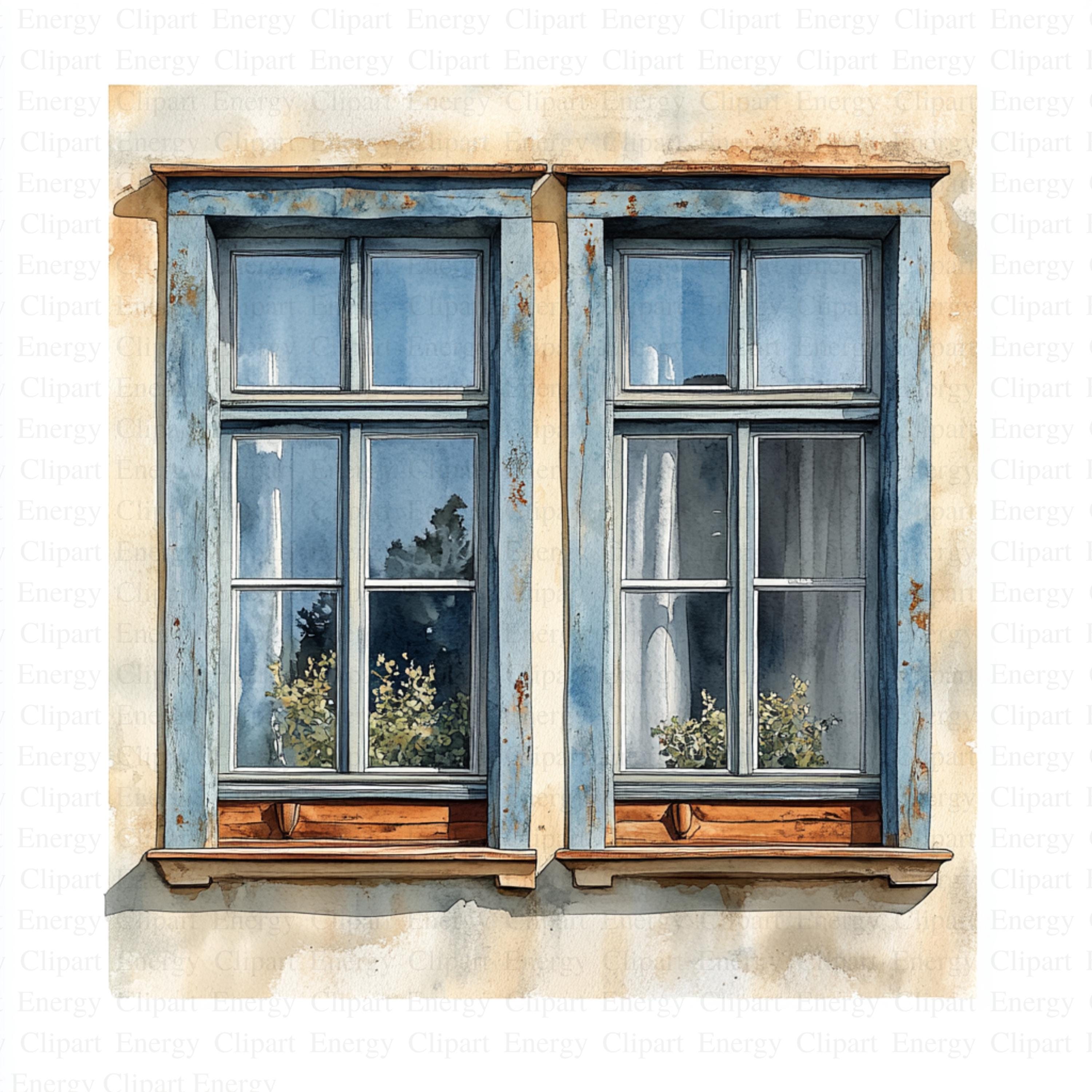 Watercolor Victorian Windows Clipart | 5 High Quality Jpg's | Digital ...