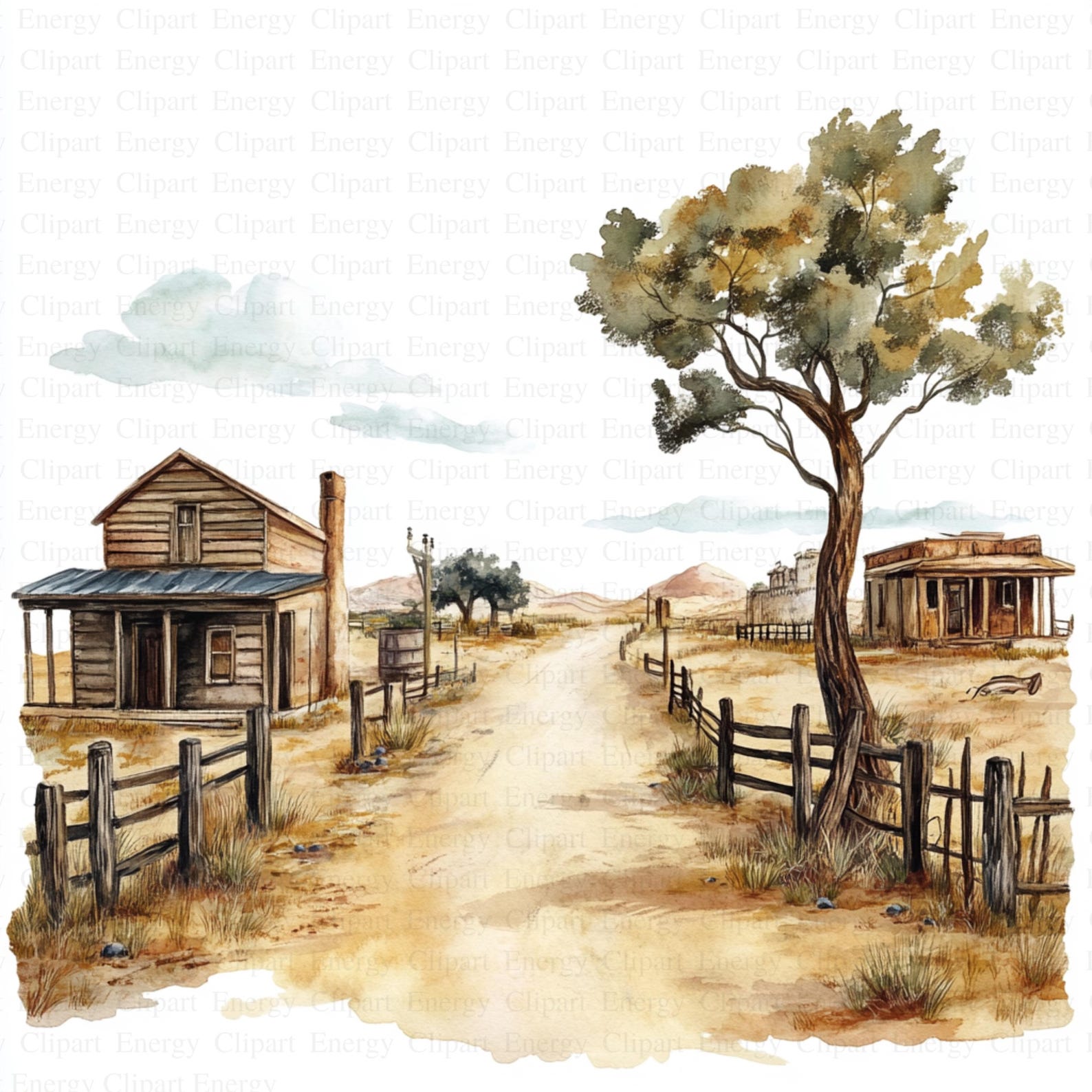 Old West Landscape Clipart | 5 High Quality Jpg's | Digital Download ...