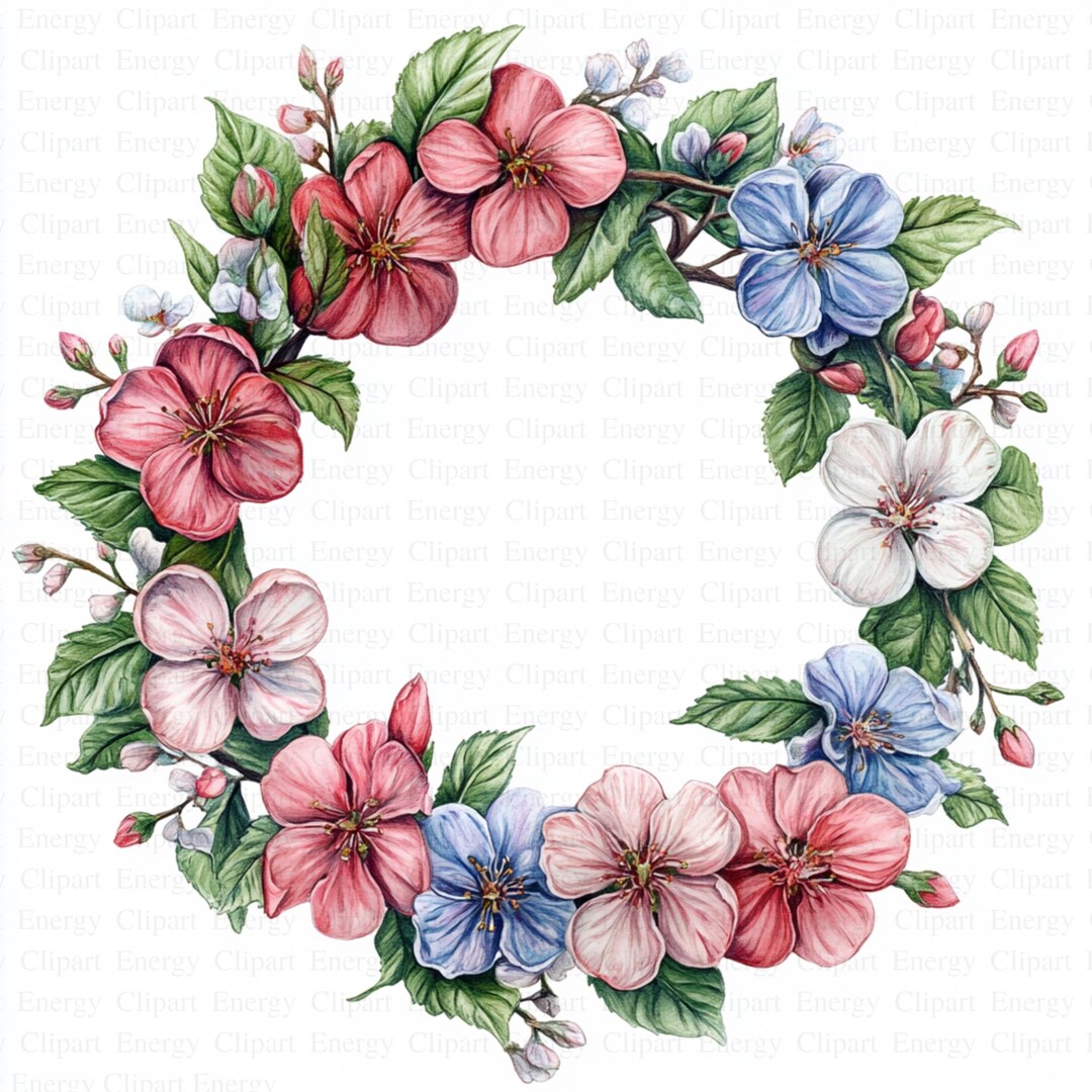 Spring Wreath Clipart | 5 High Quality Jpg's | Digital Download ...