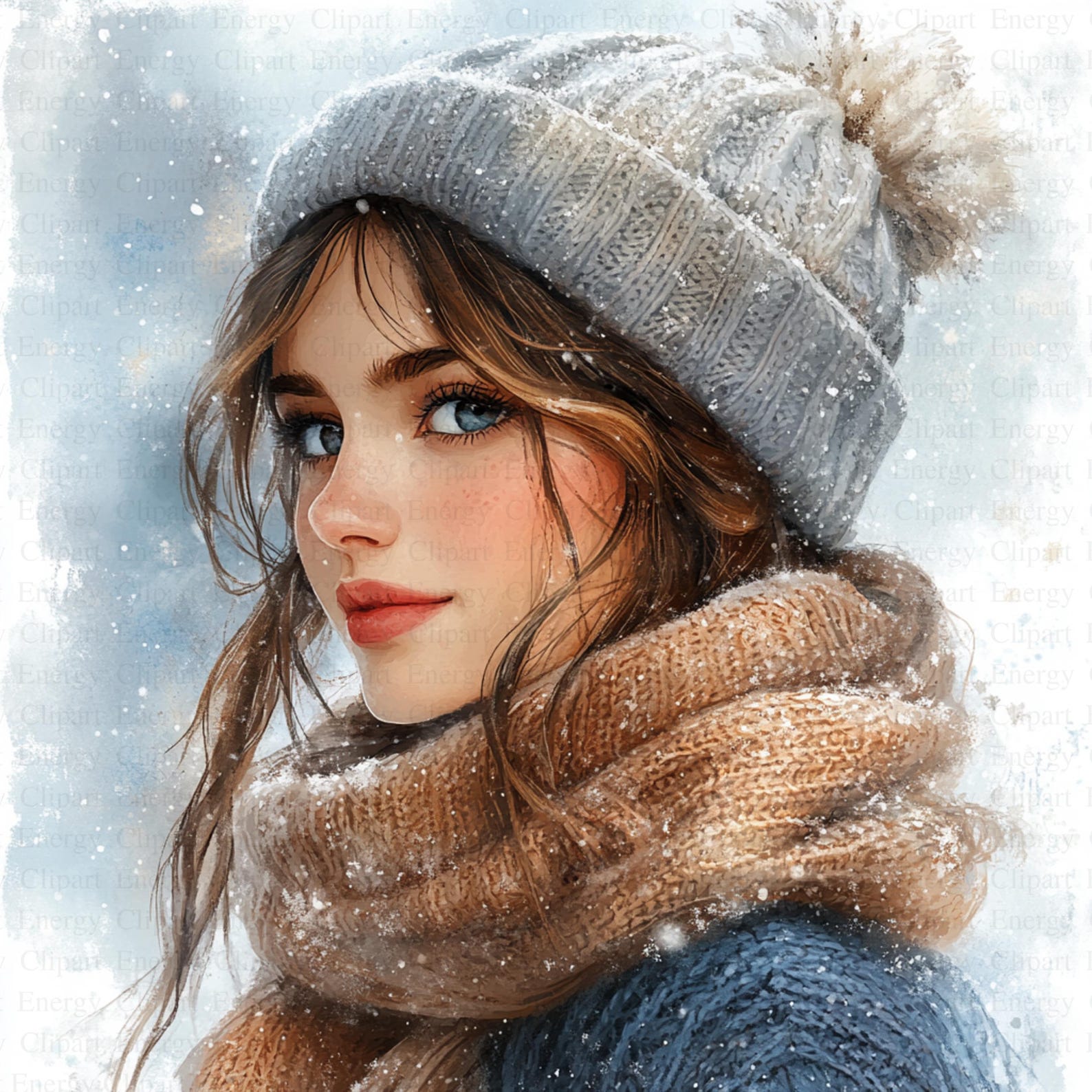 Winter Women Clipart | 5 High Quality Jpg's | Digital Download | Seasonal Lady Art | Winter ...