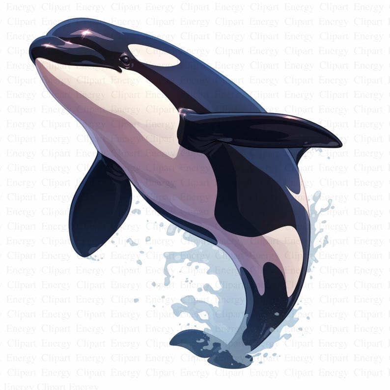 Watercolor Orca Clipart | 5 High Quality Jpg's | Digital Download ...