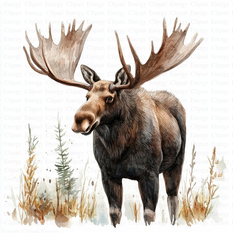 Moose in Winter Clipart | 5 High Quality Jpgs | Digital Download | Wall ...