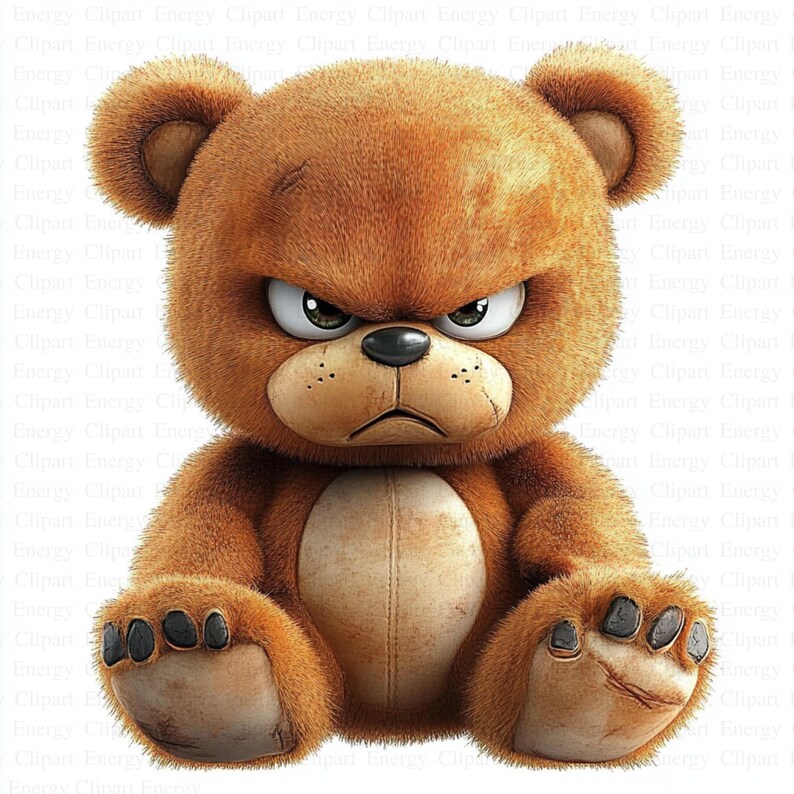 Grumpy Teddy Bear Clipart | 5 High Quality Jpgs | Digital Download | Teddy Bear Print ...