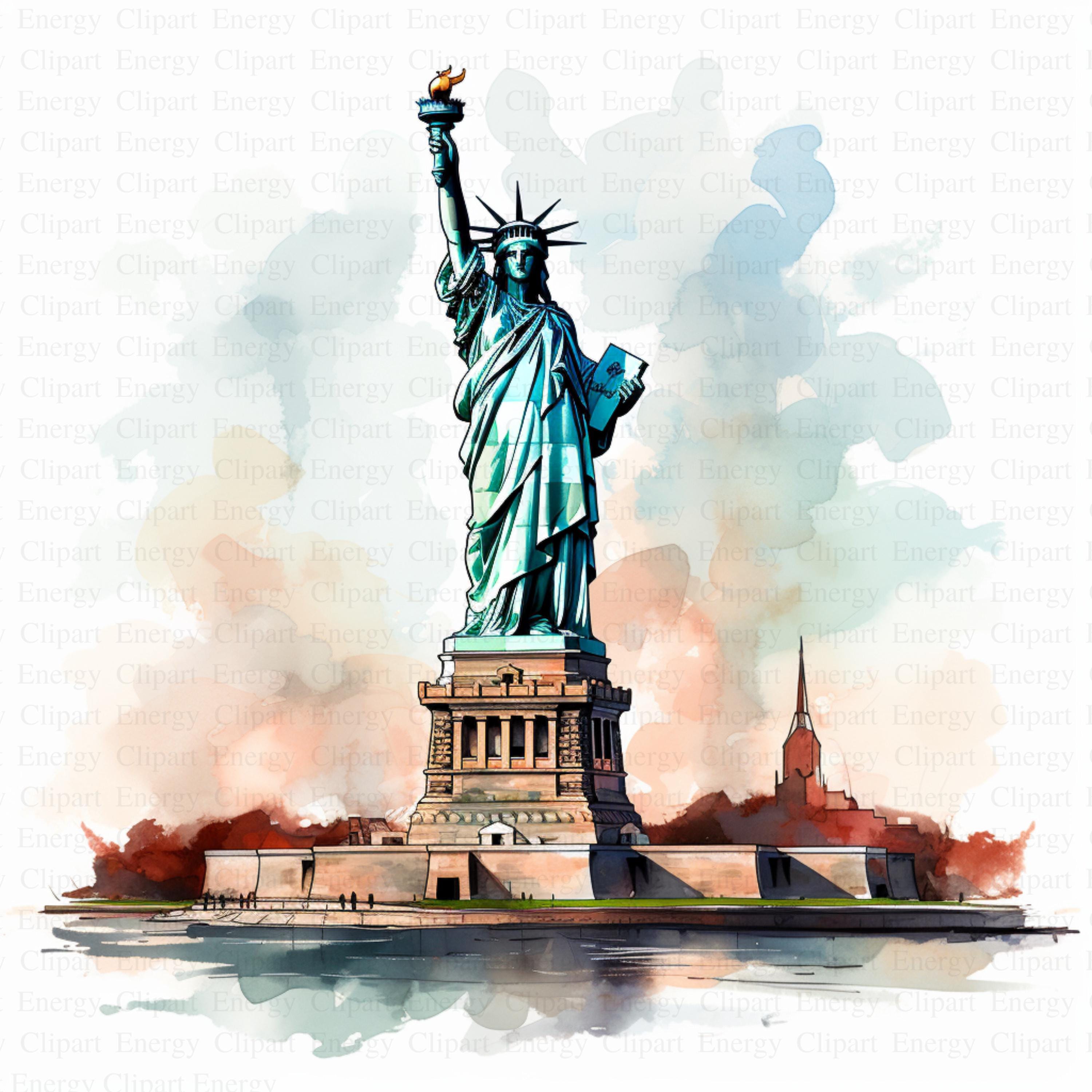 Watrcolor Statue of Liberty Clipart | 10 High Quality Jpgs | Digital ...