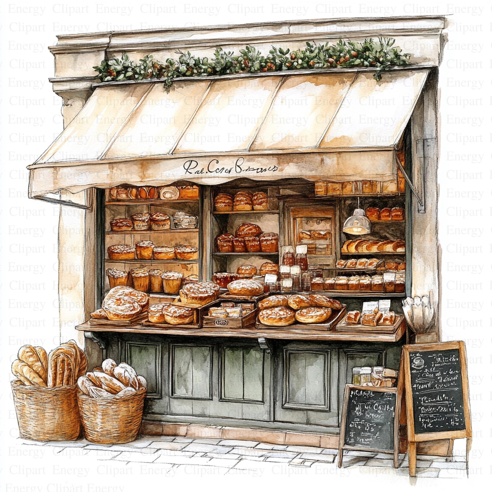 Watercolor French Bakery Clipart | 5 High Quality Jpg's | Digital ...