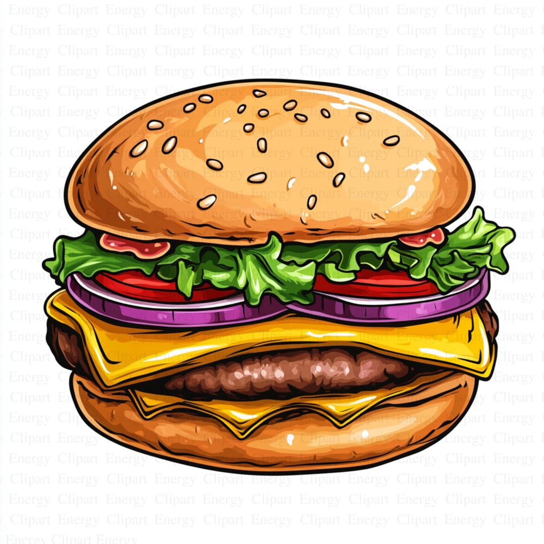Hamburger Clipart | 5 High Quality Jpg's | Digital Download | Burger ...