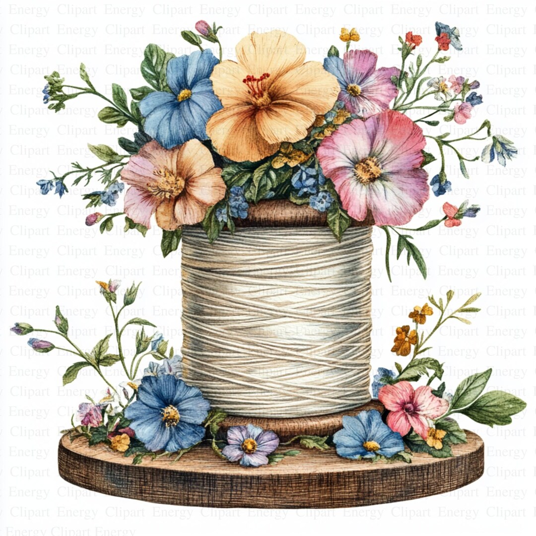 Vintage Spools of Thread Clipart | 5 High Quality Jpgs | Digital ...