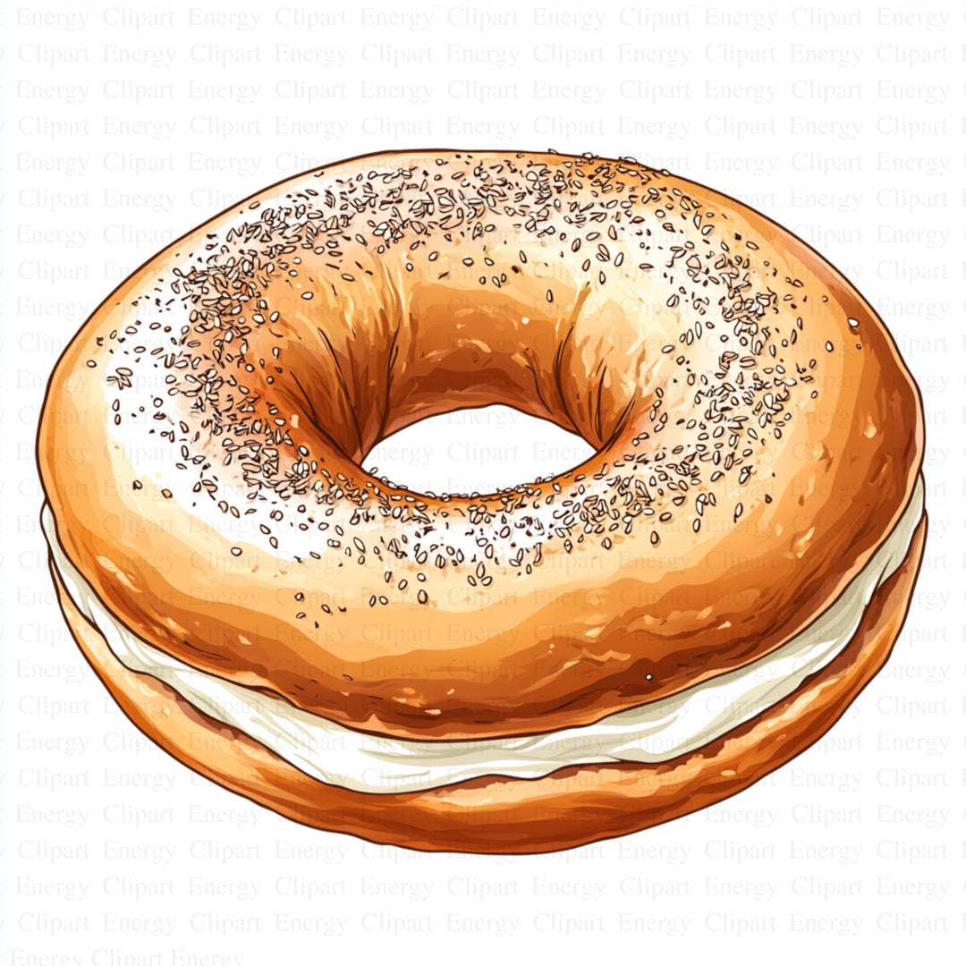 Bagel With Cream Cheese Clipart | 5 High Quality Jpg's | Digital ...