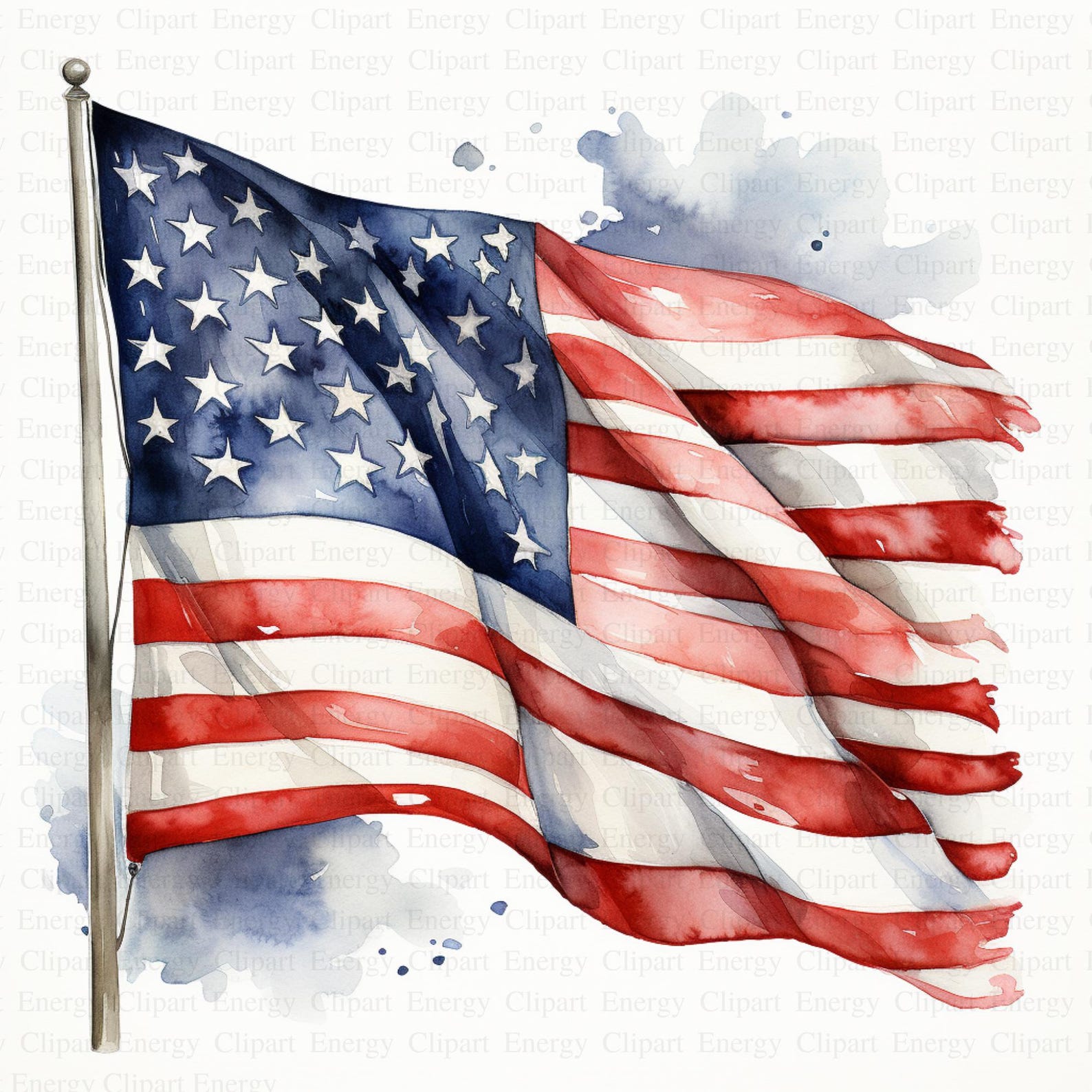 Watercolor American Flag Clipart | 5 High Quality Jpgs | Digital ...