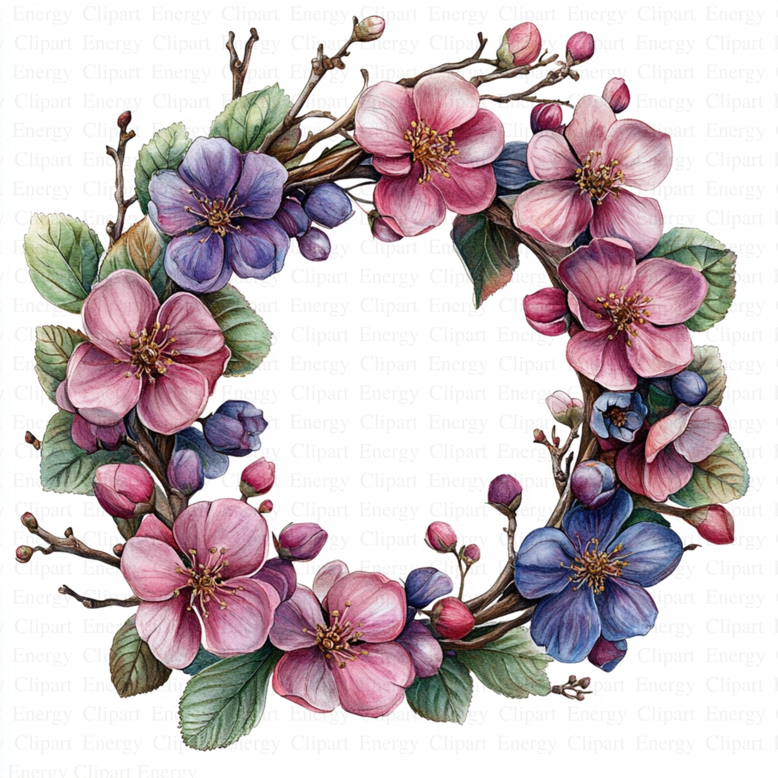 Spring Wreath Clipart | 5 High Quality Jpg's | Digital Download ...