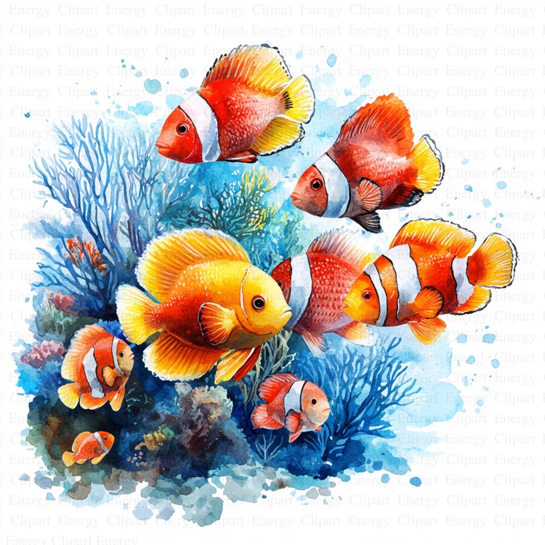 Vibrant Coral Reef Fish Clipart 5 High Quality Jpg's Digital Download ...